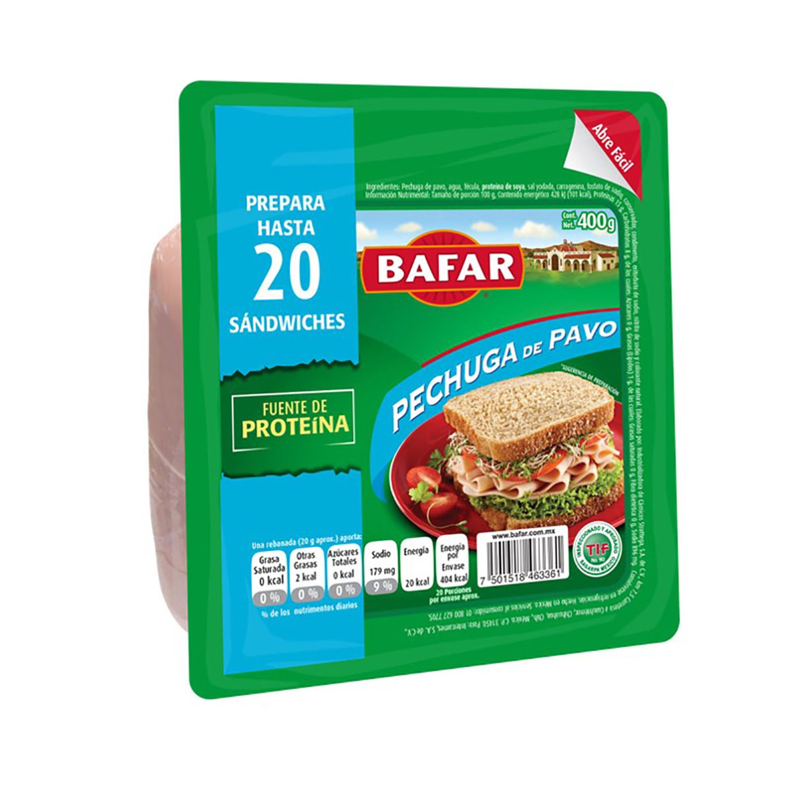 Pieza - Jamón Bafar pechuga de pavo 400gr | La tienda Online de Merza